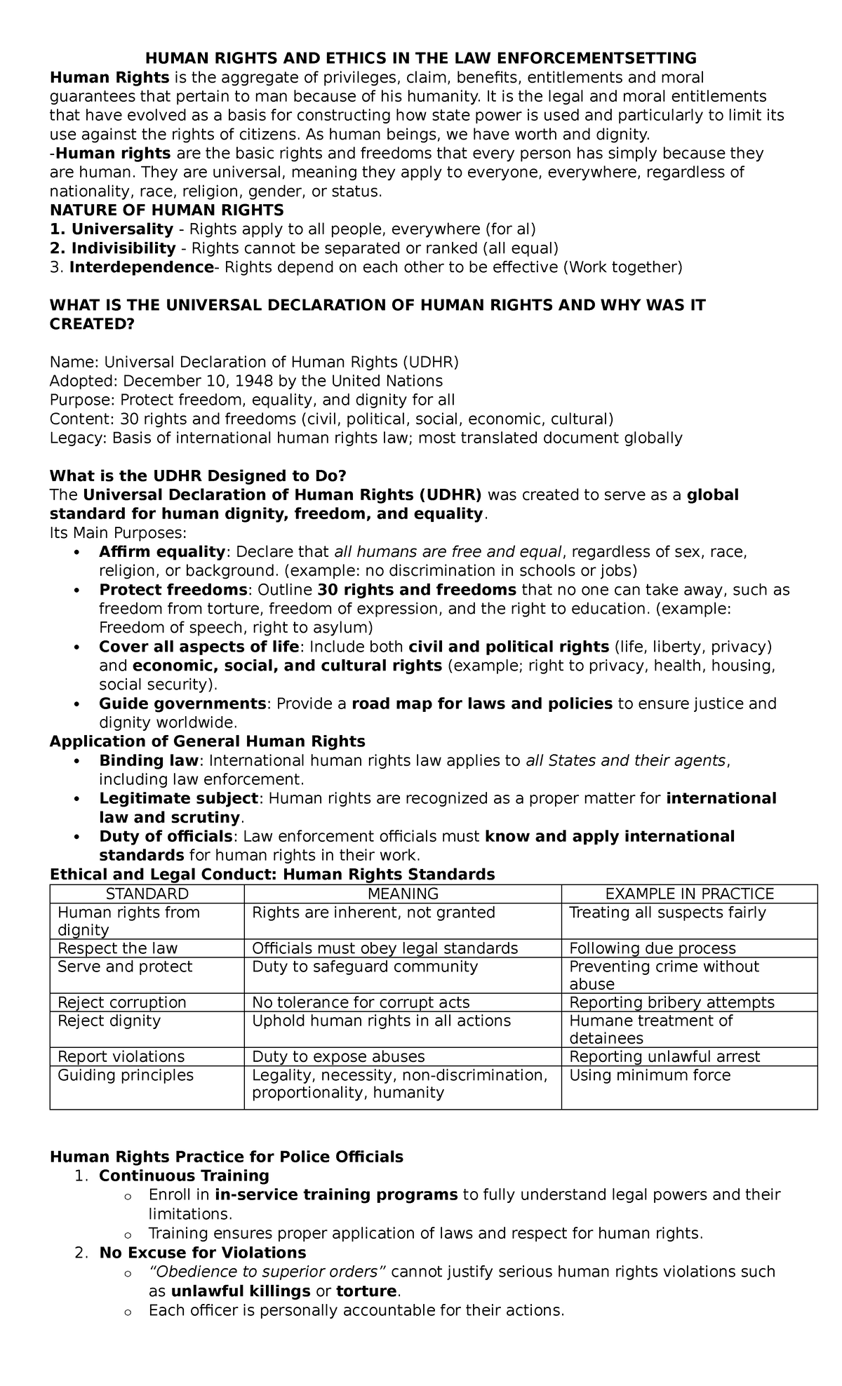 HUMAN RIGHTS AND ETHICS IN LAW ENFORCEMENT: MODULE-3 REVIEWER - Studocu