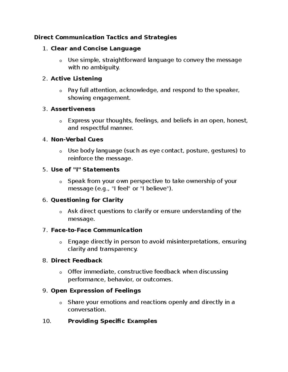 Direct Communication Tactics and Strategies - Clear and Concise ...