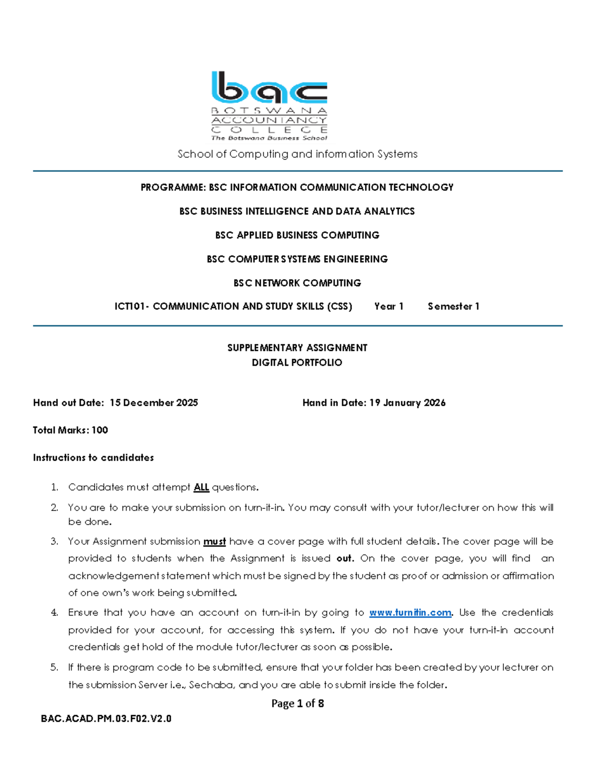 ICT101-Supp Digital Portfolio Assignment Guide - Studocu