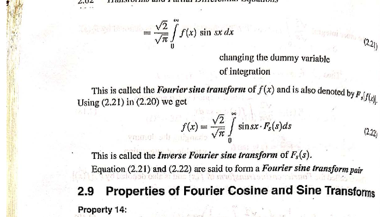 Fourier Transform Properties: Cosine & Sine (MATH 2004) - Studocu
