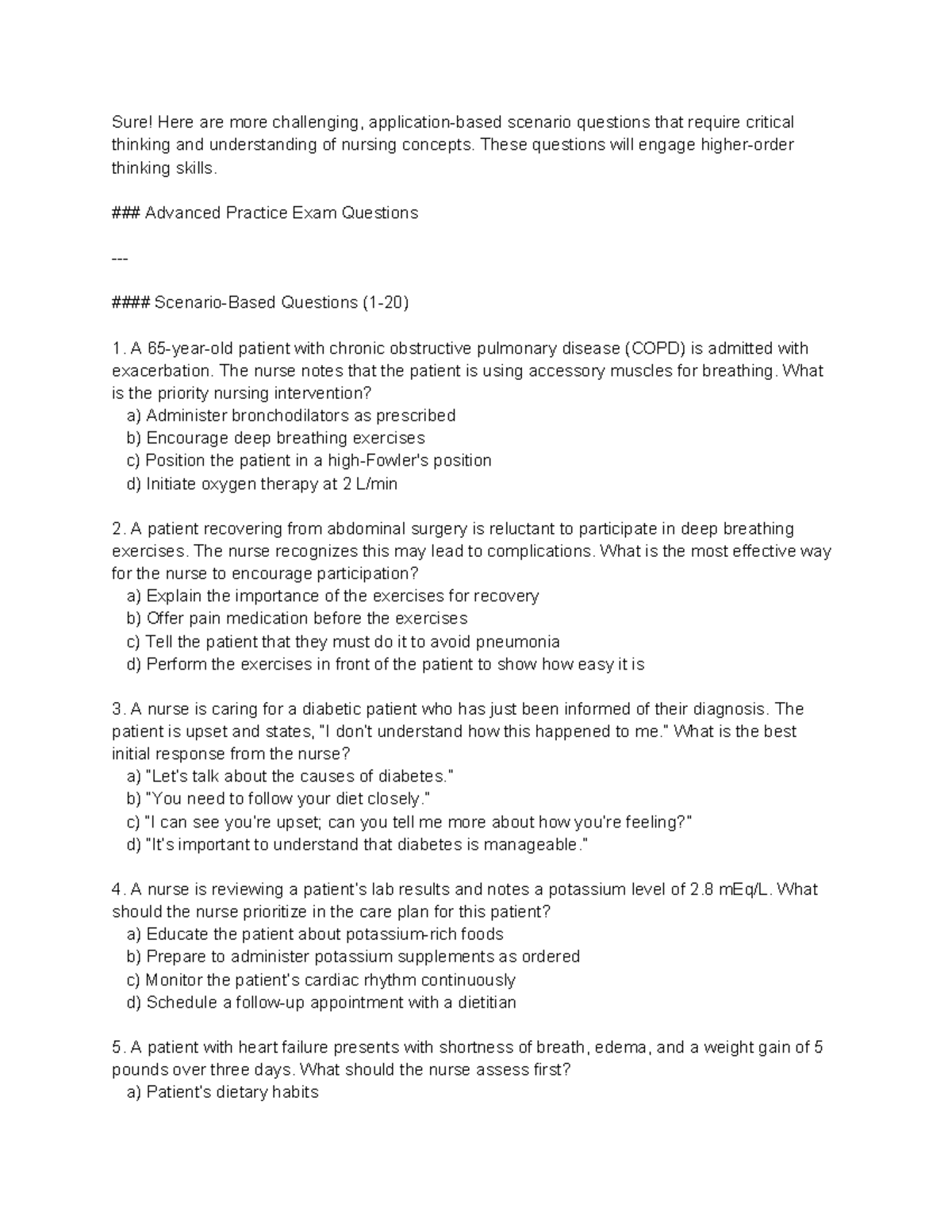 Advanced Practice Exam Questions for Funds 2: Critical Thinking Skills ...