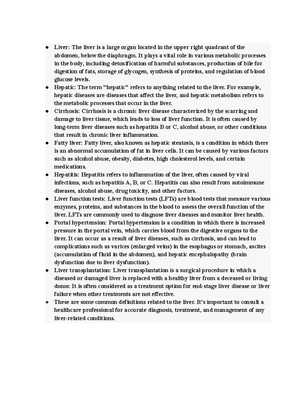 Liver Anatomy & Functions: Key Notes for Study Guide - Studocu