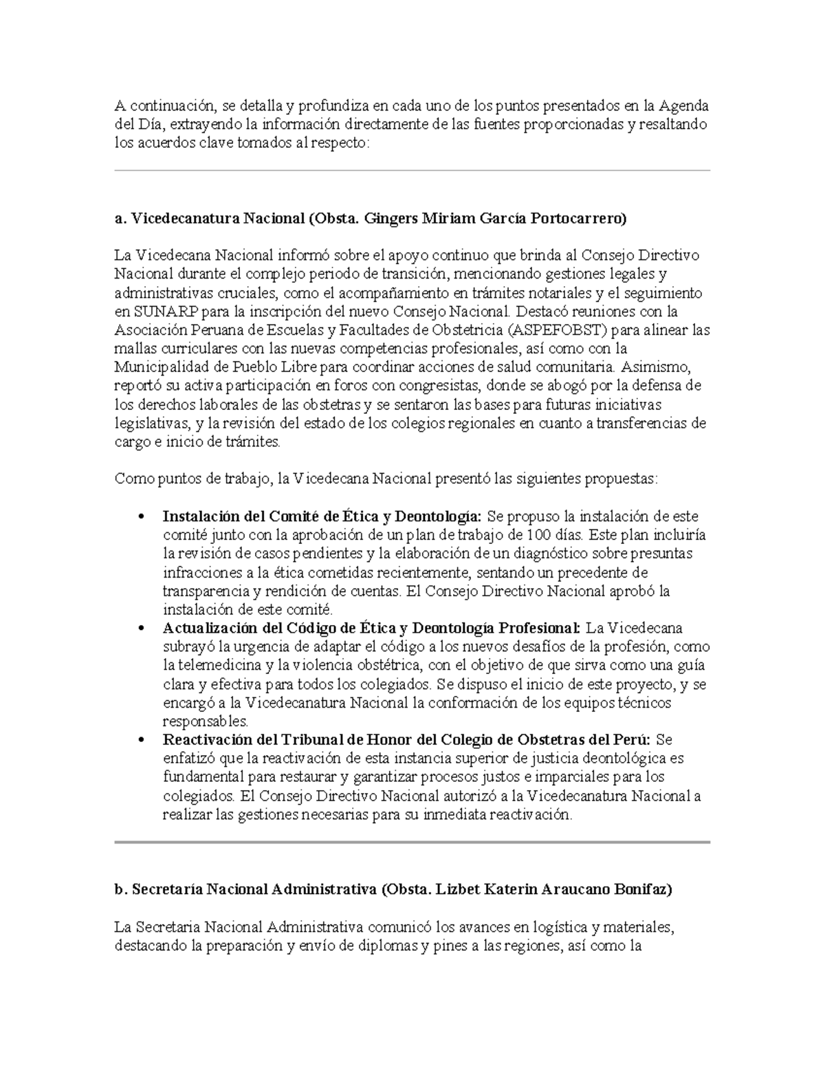 Desarrollo de la Sesión del Consejo Directivo Nacional - Obsta. 2023 ...