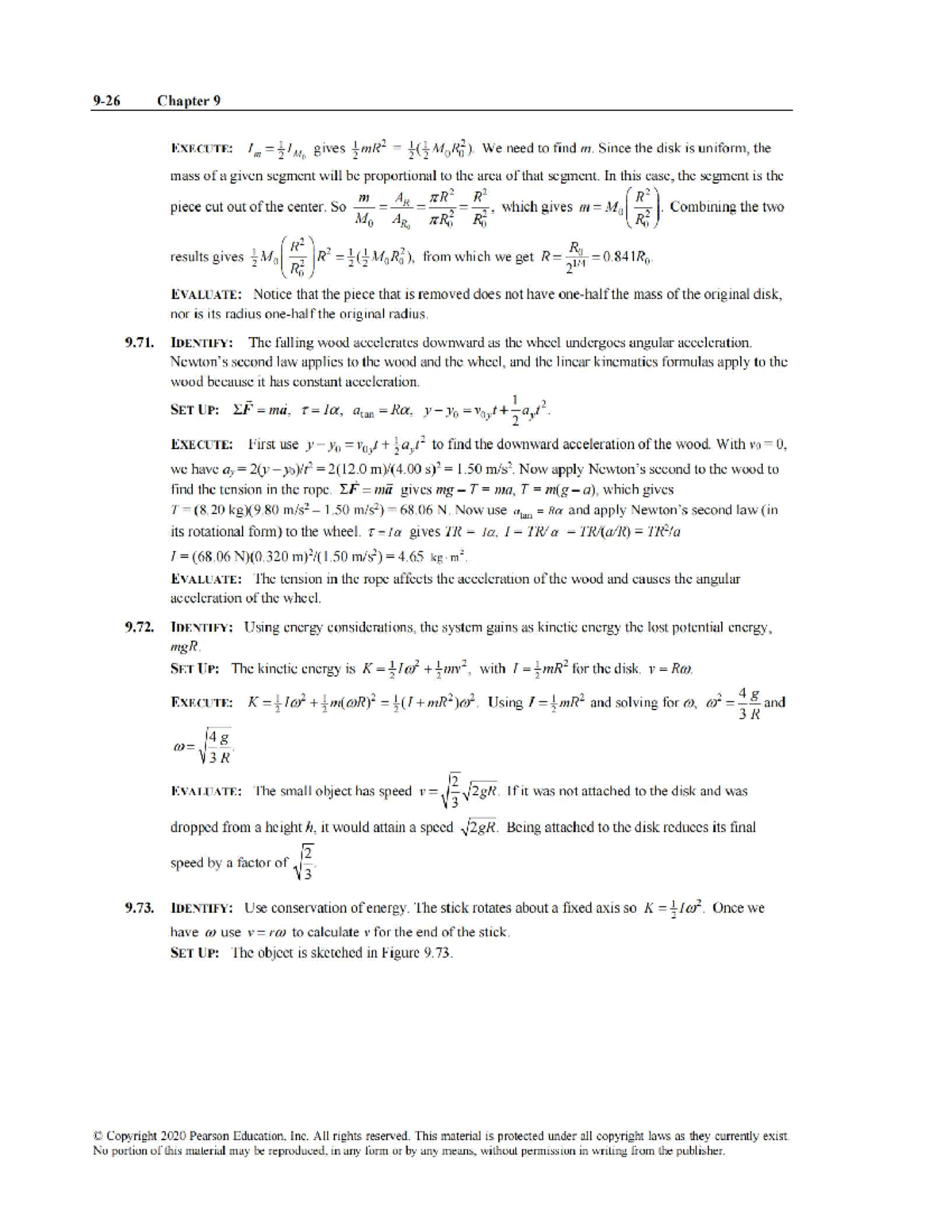 University Physics (PHYS 101) Chapter 9 Solutions and Discussion - Studocu