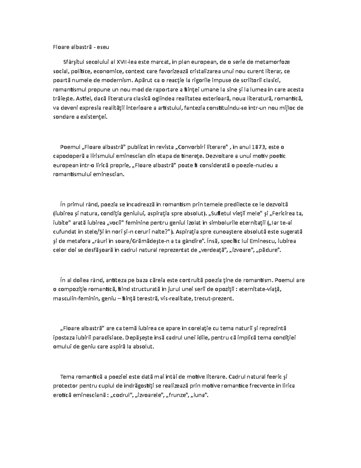 67 de eseuri bacalaureat limba i literatura romana m onofreipd - Romana ...