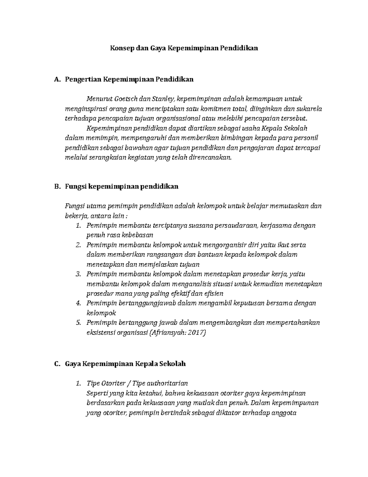 Konsep dan Gaya Kepemimpinan Pendidikan - Pengertian Kepemimpinan ...