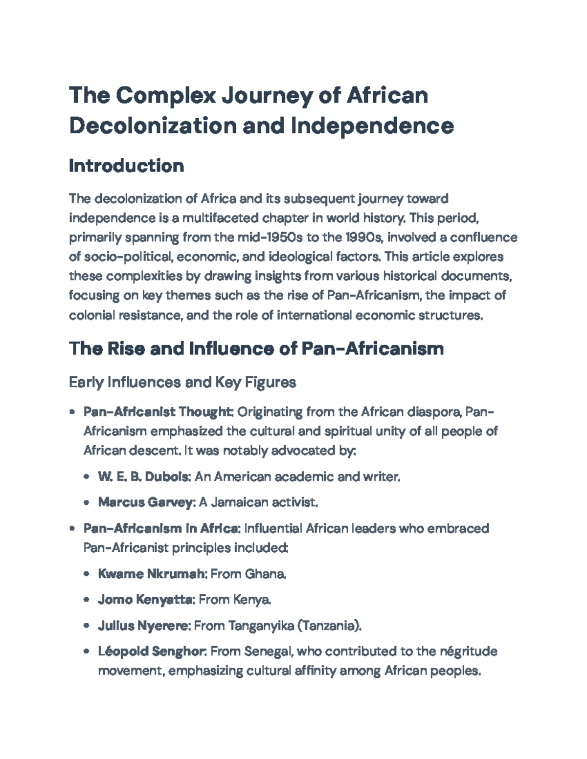Decolonization and Independence in Africa: A Historical Overview - The ...