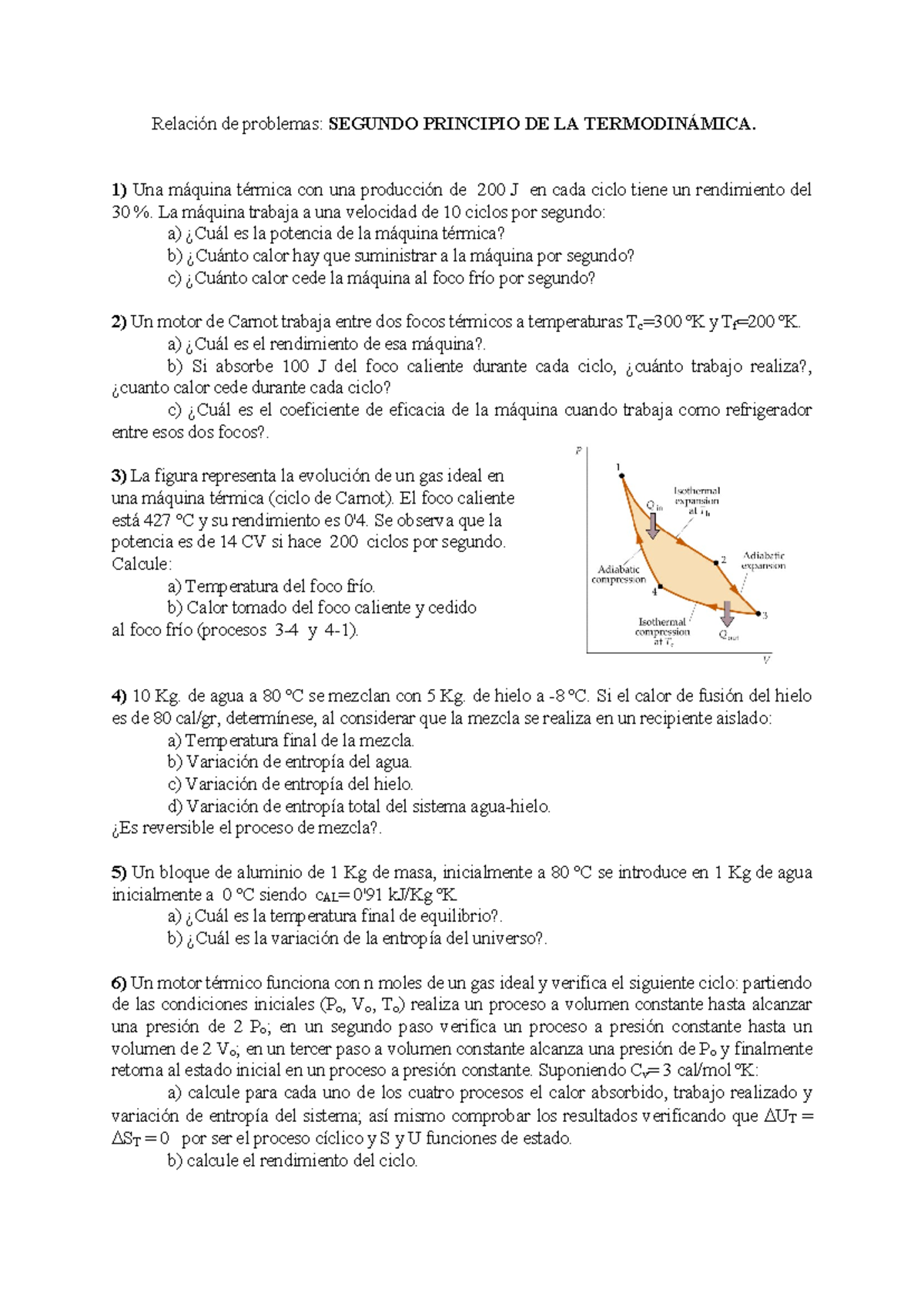 Rel14b - Sirve - Relación de problemas: SEGUNDO PRINCIPIO DE LA ...