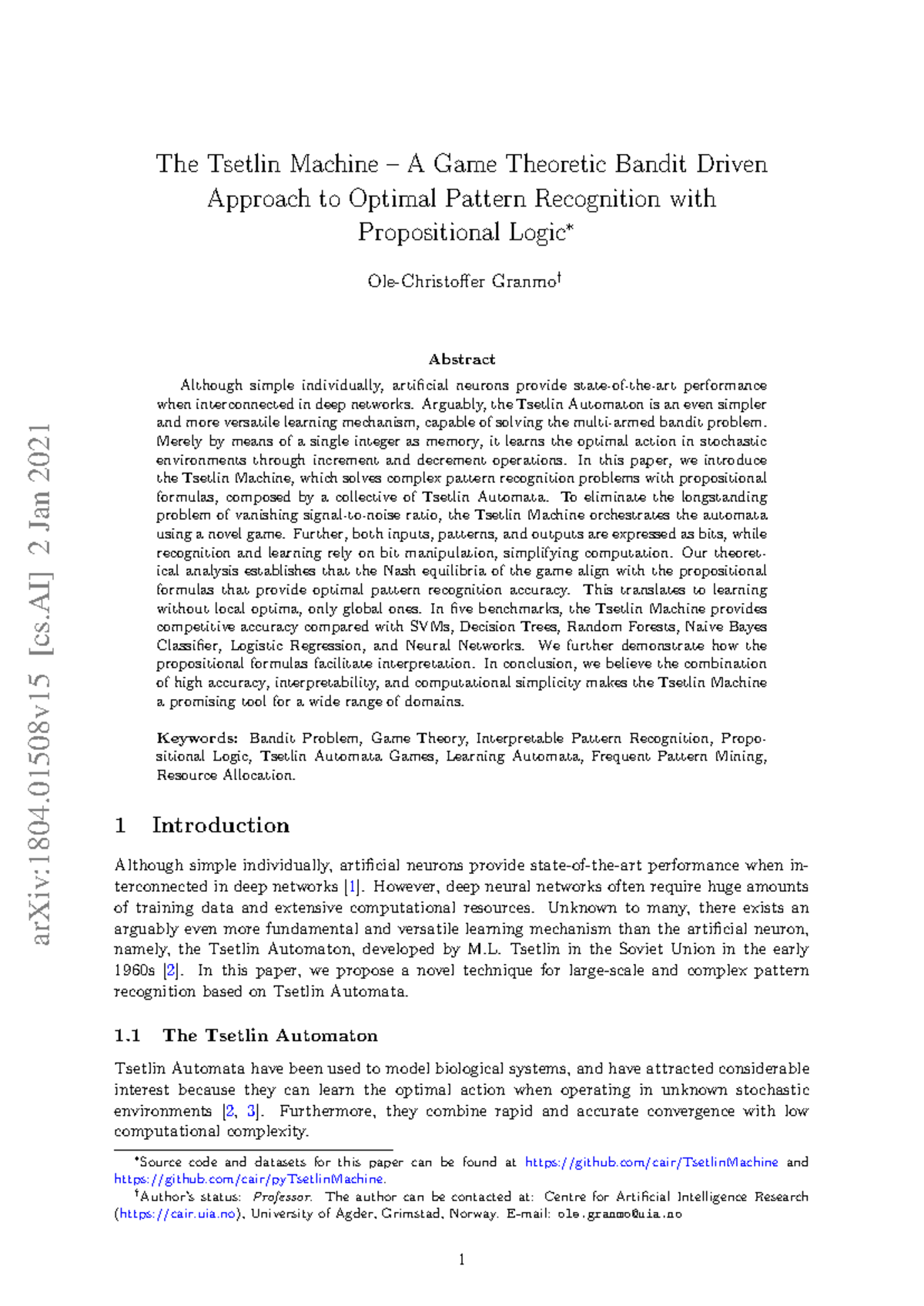 Tsetlin Machine (CMPT 490): Comprehensive Tutorial on Game Theory for ...