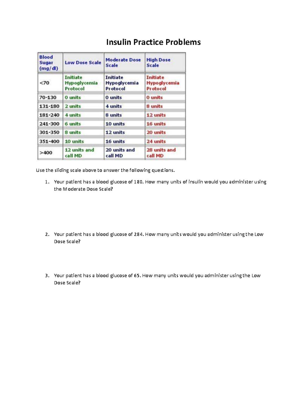 HSC342-Sliding+Scale+Insulin+Practice+Problems - Insulin Practice ...