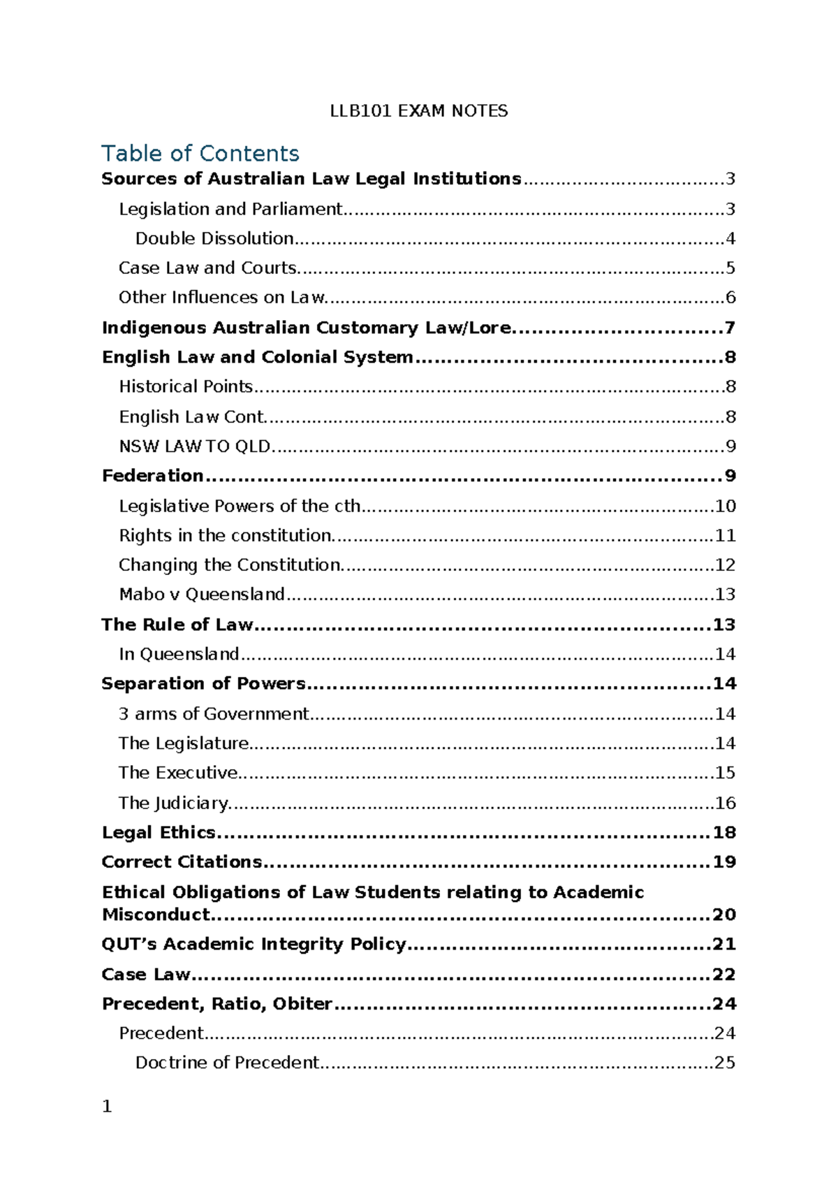 LLB101 Final Exam Notes: Comprehensive Overview of Australian Law - Studocu