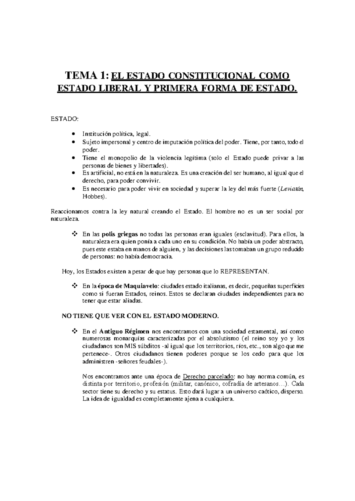 Apuntes de Constitución - Der-Ade: El Estado Liberal y sus Etapas - Studocu