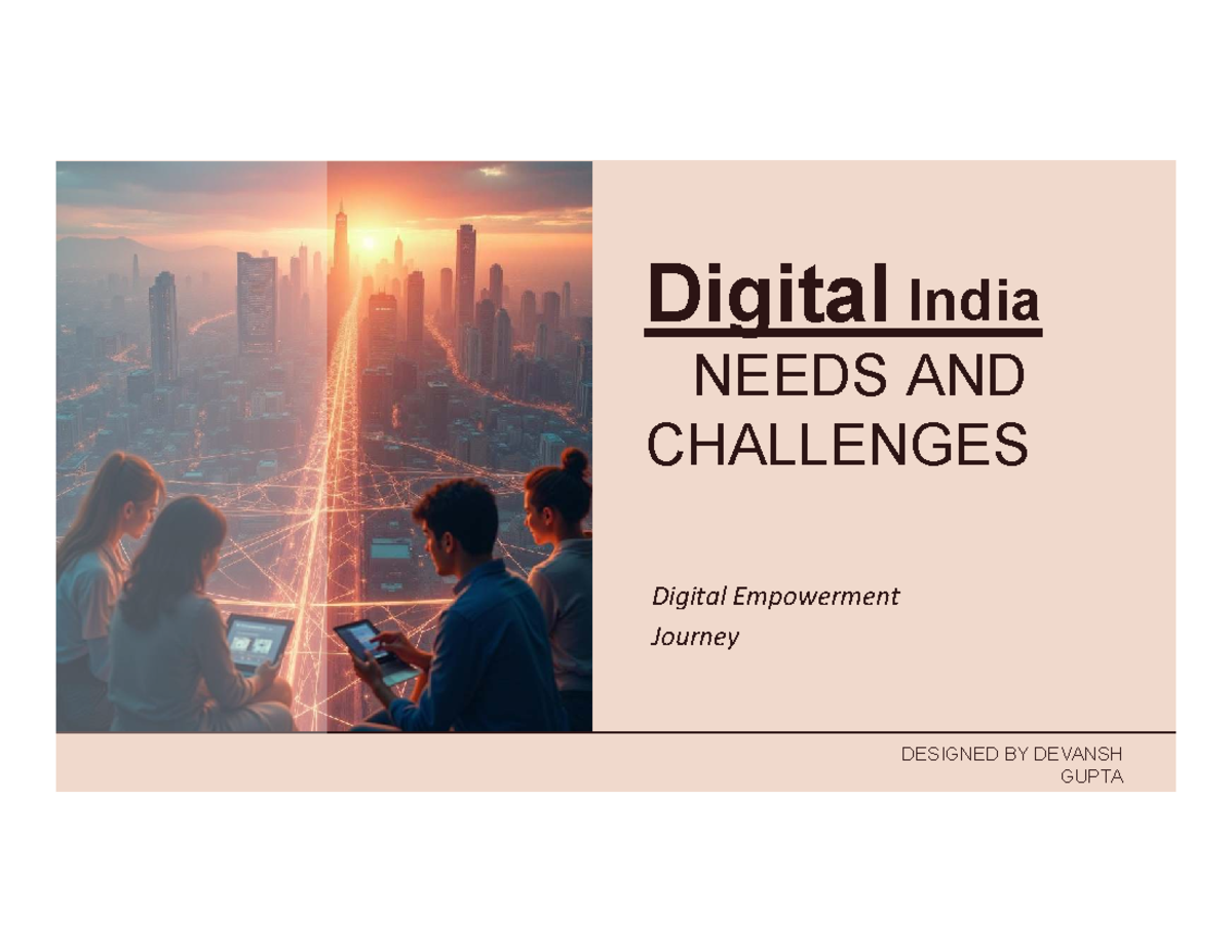 Digital India: Needs & Challenges in Digital Empowerment Journey - Studocu