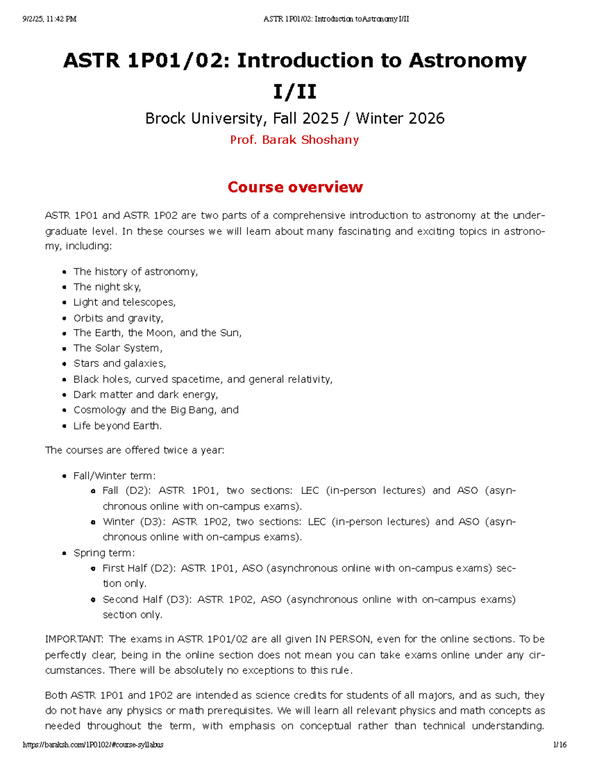 ASTR 1P01 & 1P02: Intro to Astronomy Syllabus & Course Notes - Studocu