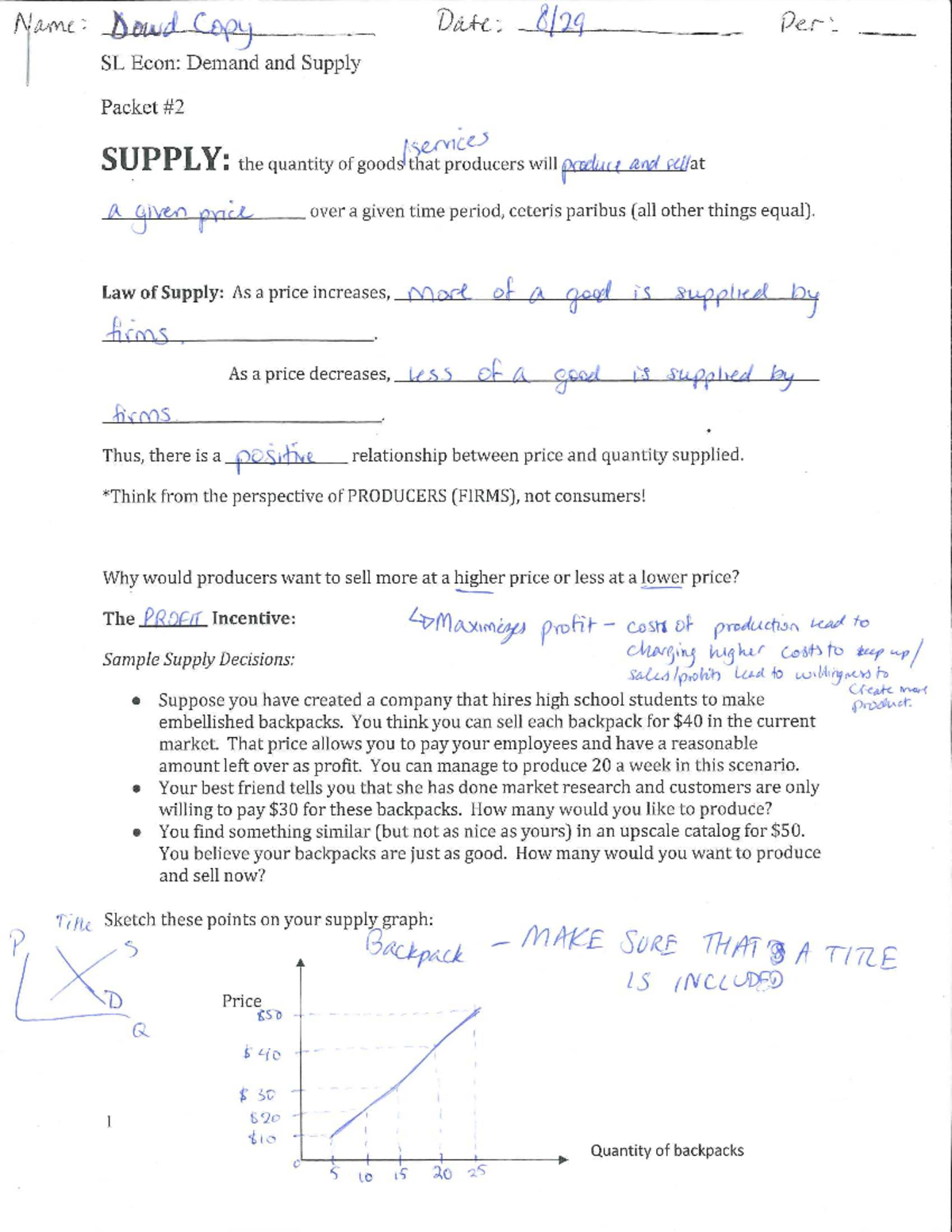 SL Econ: Demand and Supply Packet - Understanding Supply Dynamics - Studocu