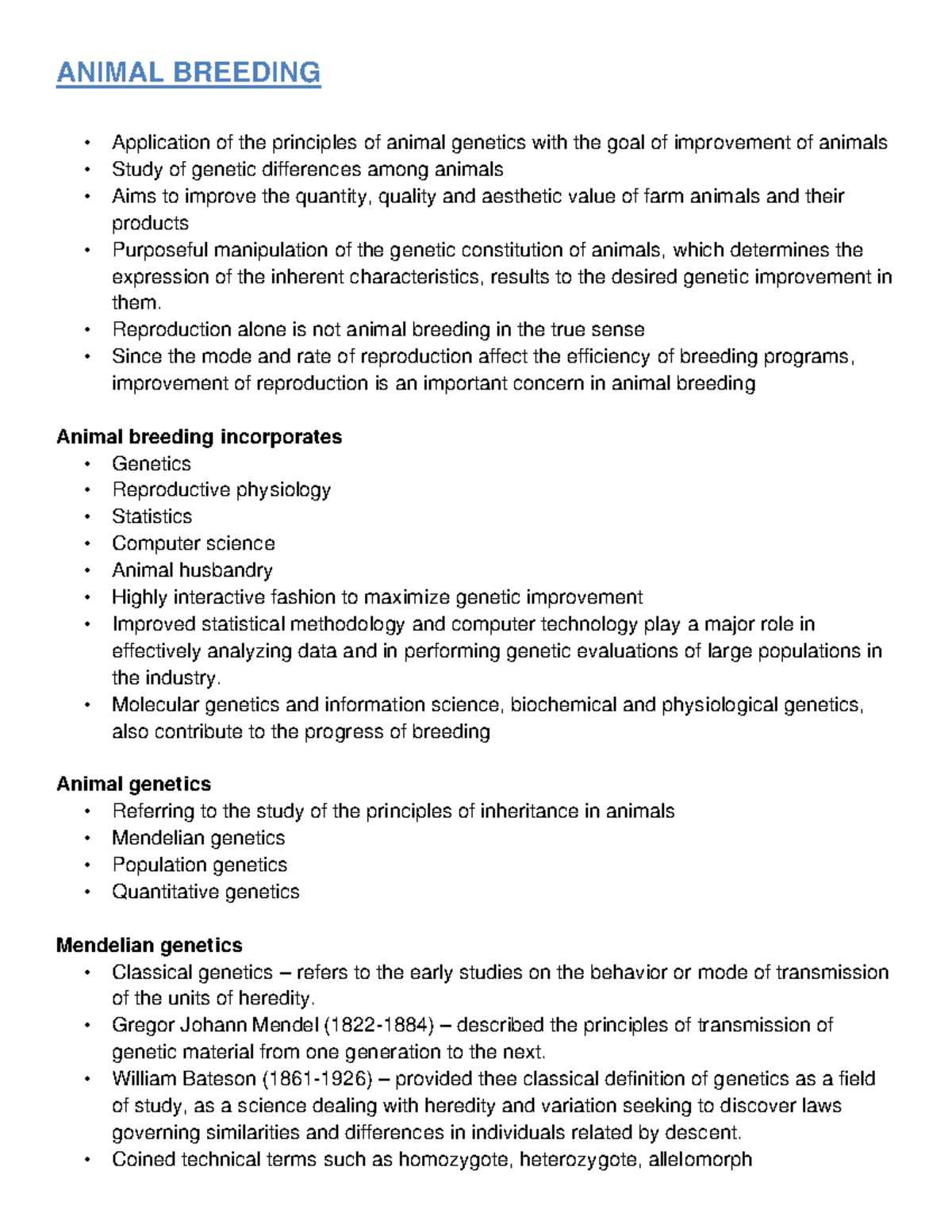 Animal breeding 2 - Comprehensive review of genetic principles and ...