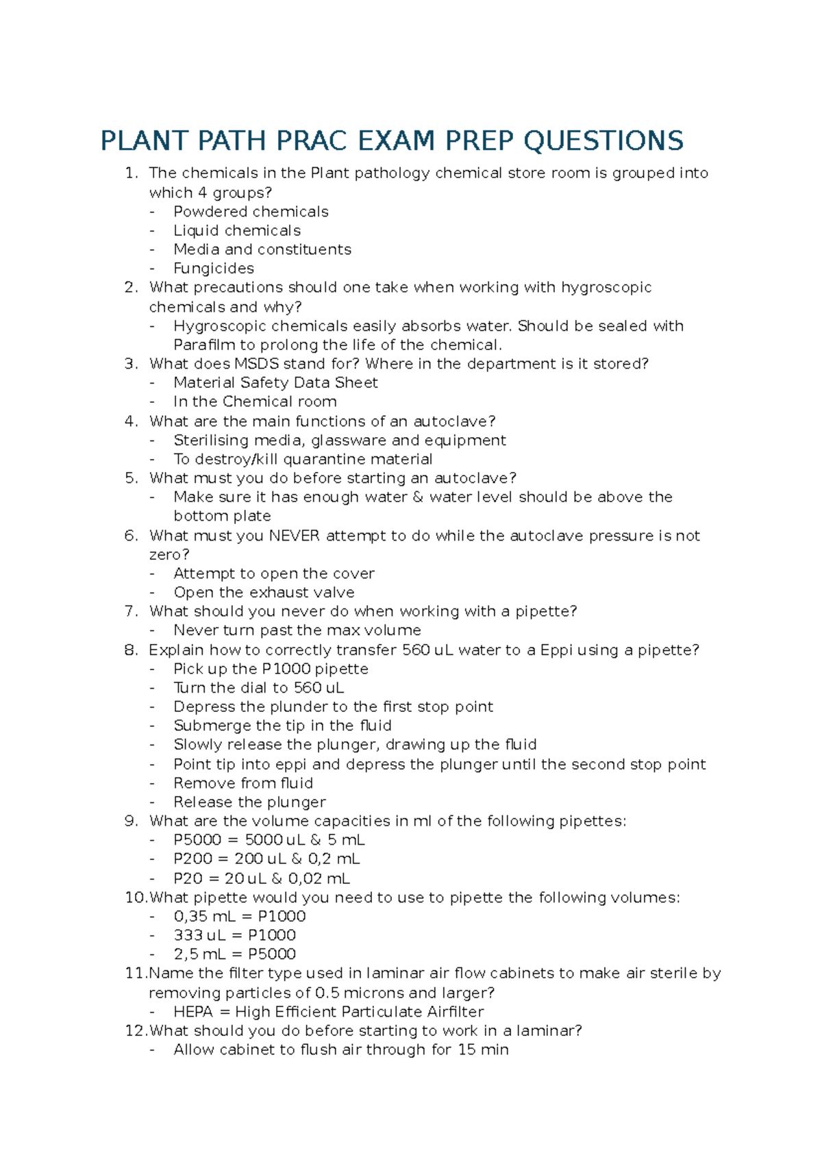 PP 314 Plant Pathology Practical Exam Prep Guide - Studocu