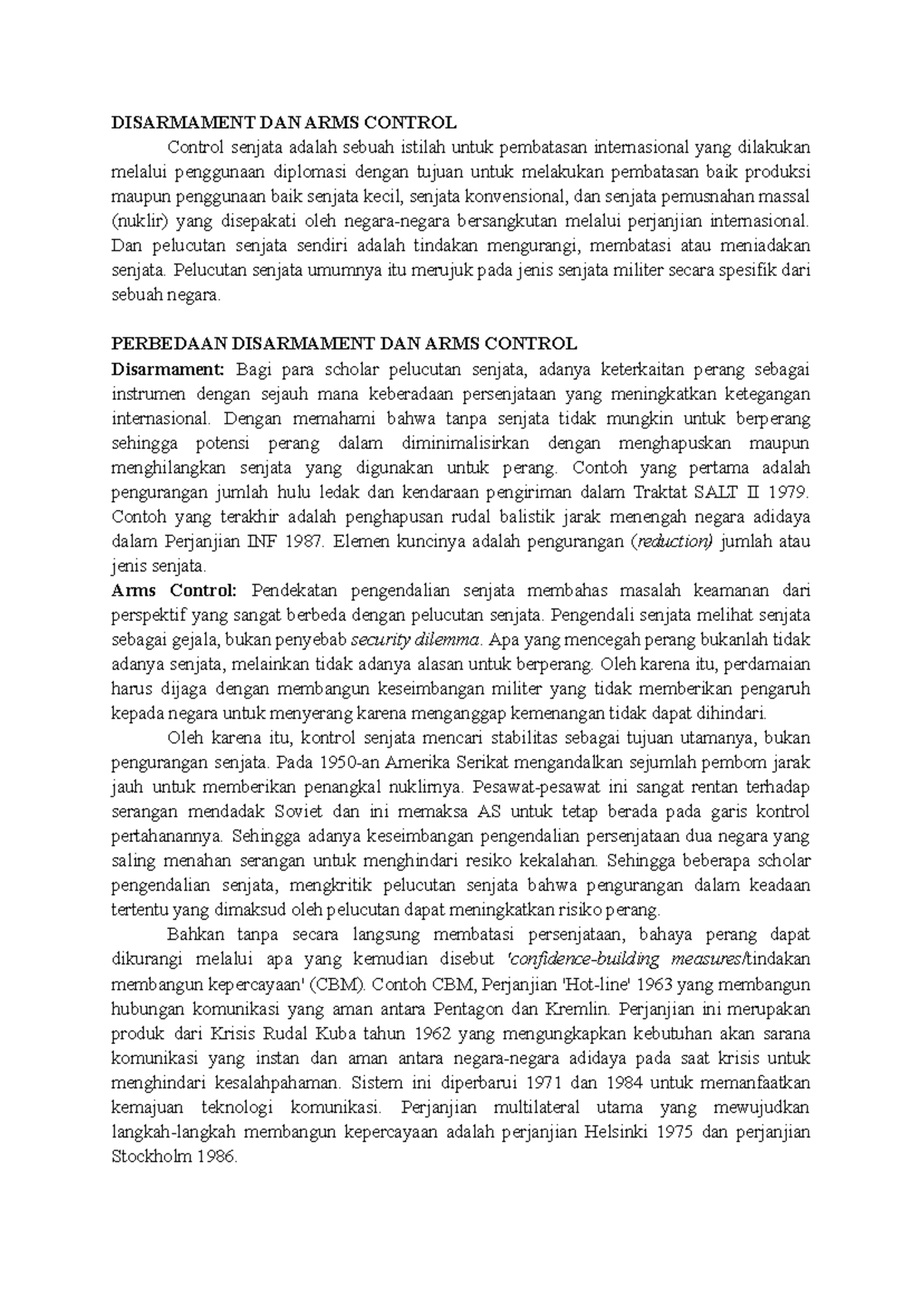 Disarmament and Arms Control: Key Concepts and Historical Evolution ...