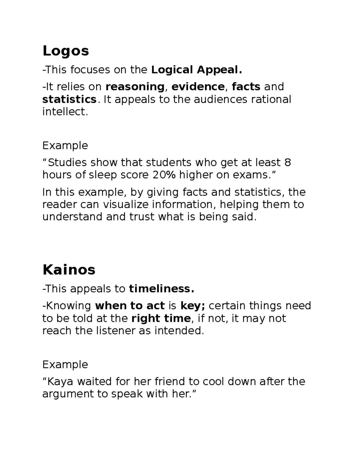 Logos and Kainos: Understanding Logical Appeal and Timeliness - Studocu