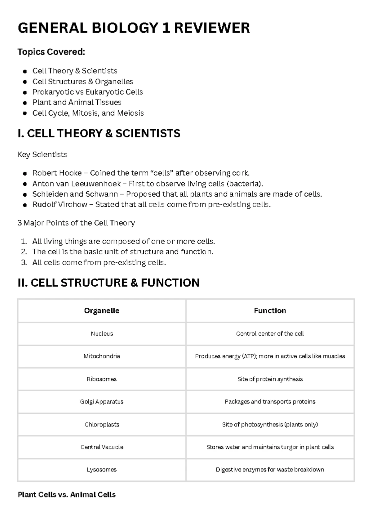 GEN-BIO- Infographics on Animal and Plant Cell Structures - Studocu