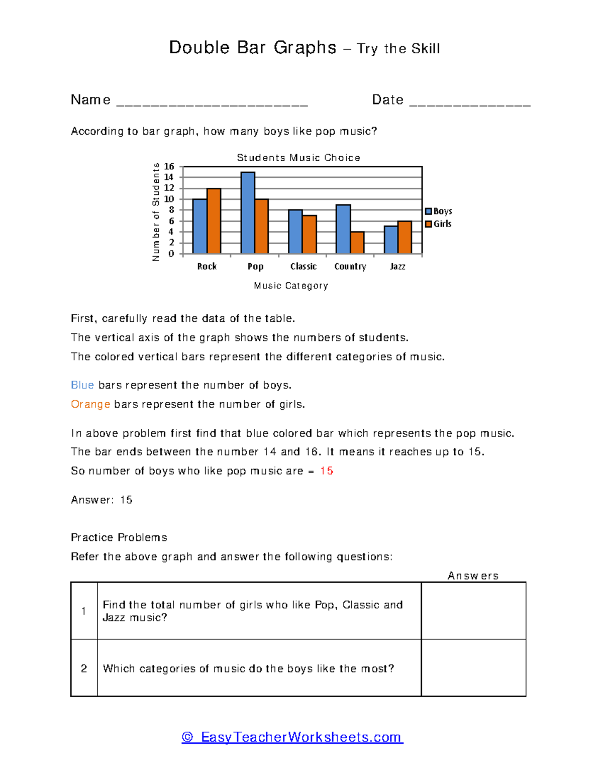 4 - sample lesson. - Double Bar Gr aphs – Tr y t he Skill Nam e