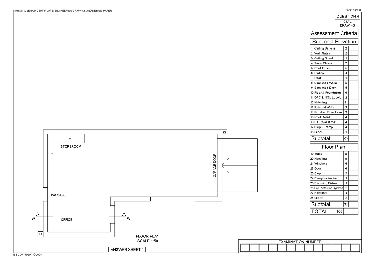 EGAD P1 2024: Civil Drawing Assessment Criteria & Floor Plan - Studocu