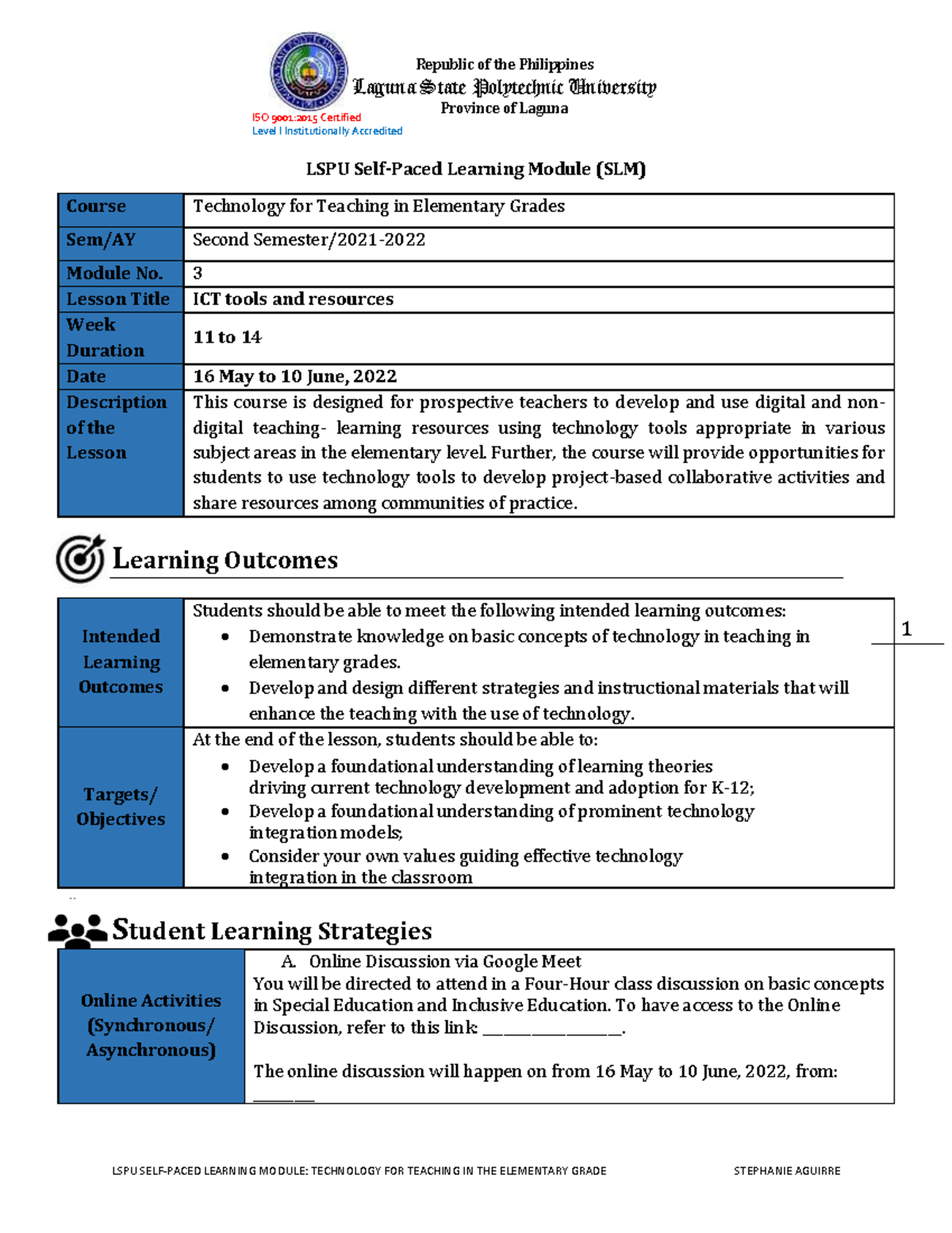 Module 3: ICT Tools and Resources for Teaching in Elementary Grades ...