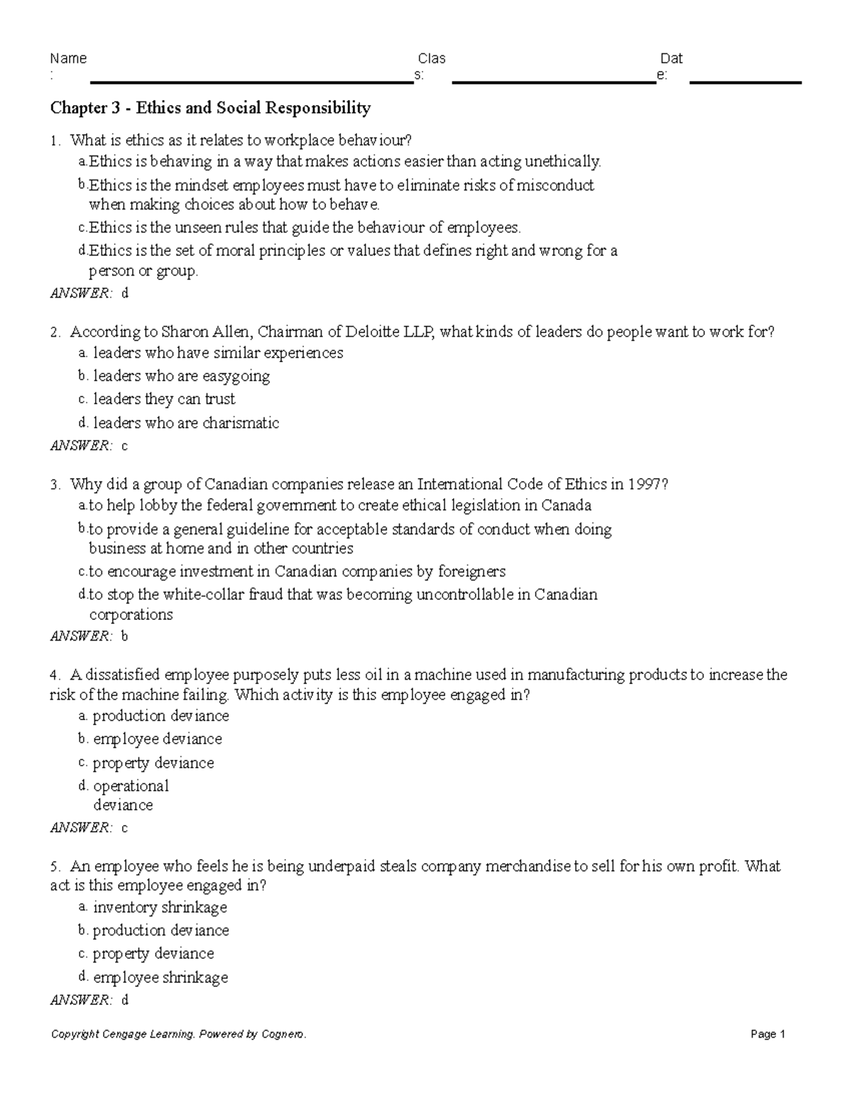 Chapter 3 Ethics and Social Responsibility - : s: e: Chapter 3 - Ethics ...