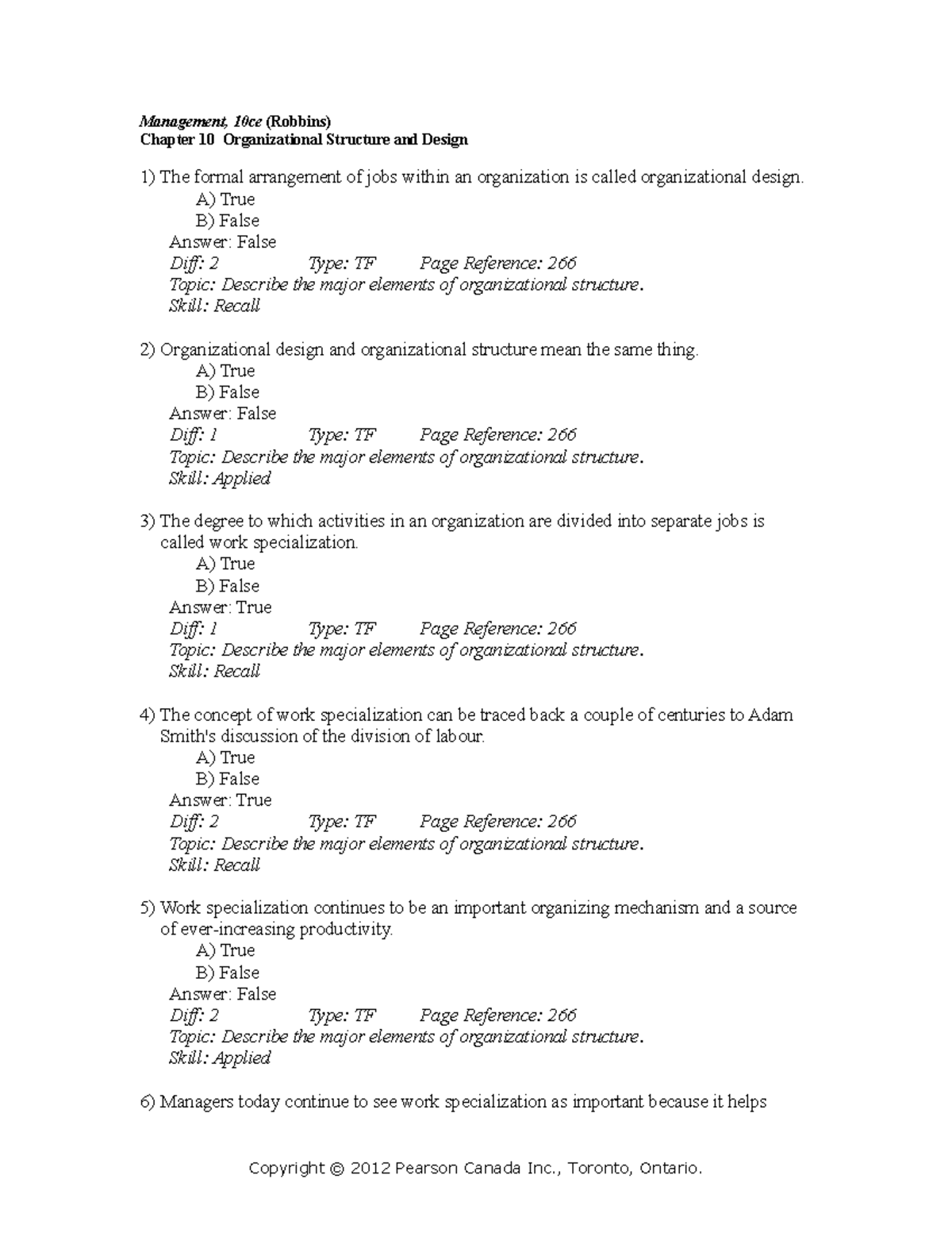 Robbins mgmt 10ce tif ch10 Organizational Structure and Design ...