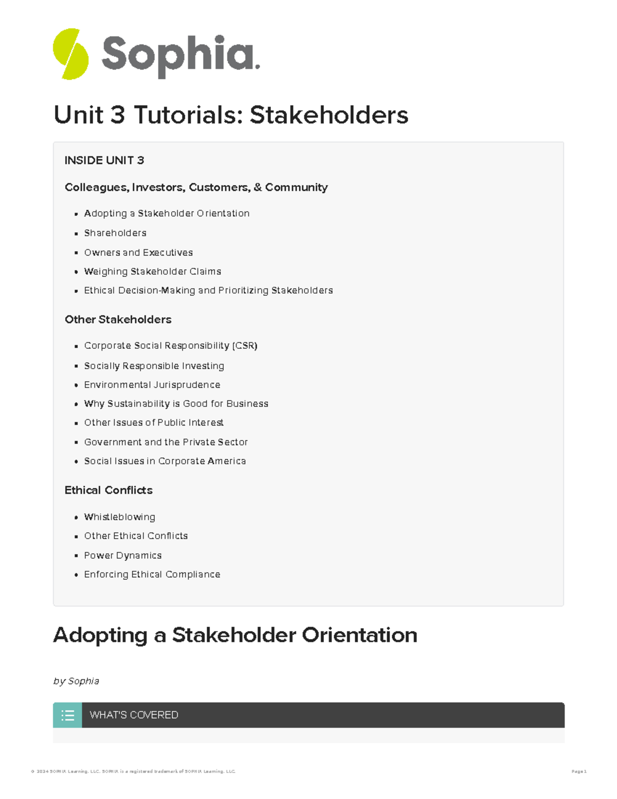 Unit 3 tutorials stakeholders - Unit 3 Tutorials: Stakeholders INSIDE UNIT 3 Colleagues ...