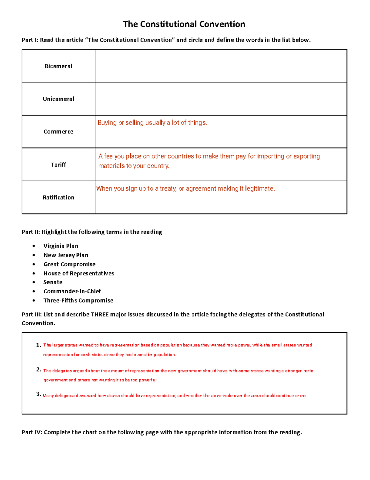 Constitutional Convention Close Reading: Key Terms & Compromises - Studocu