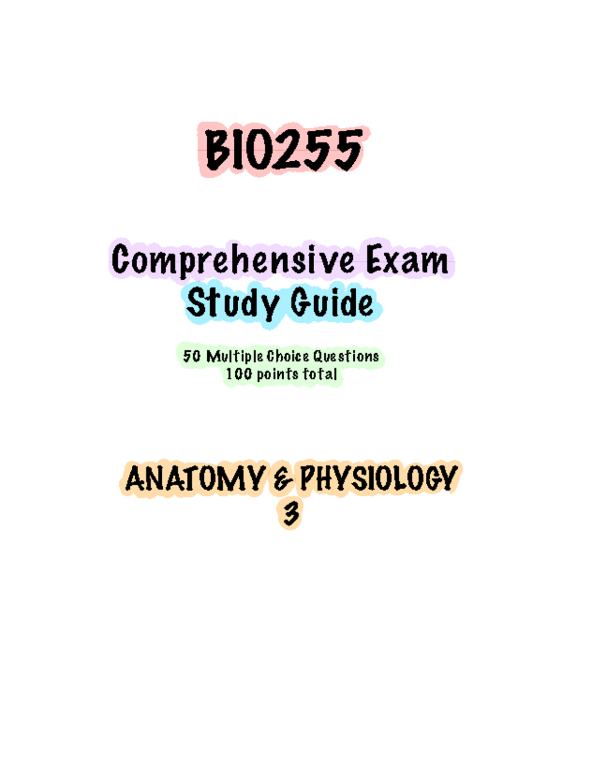 BIO 3 Comprehensive Exam Study Guide: Anatomy & Physiology Insights ...