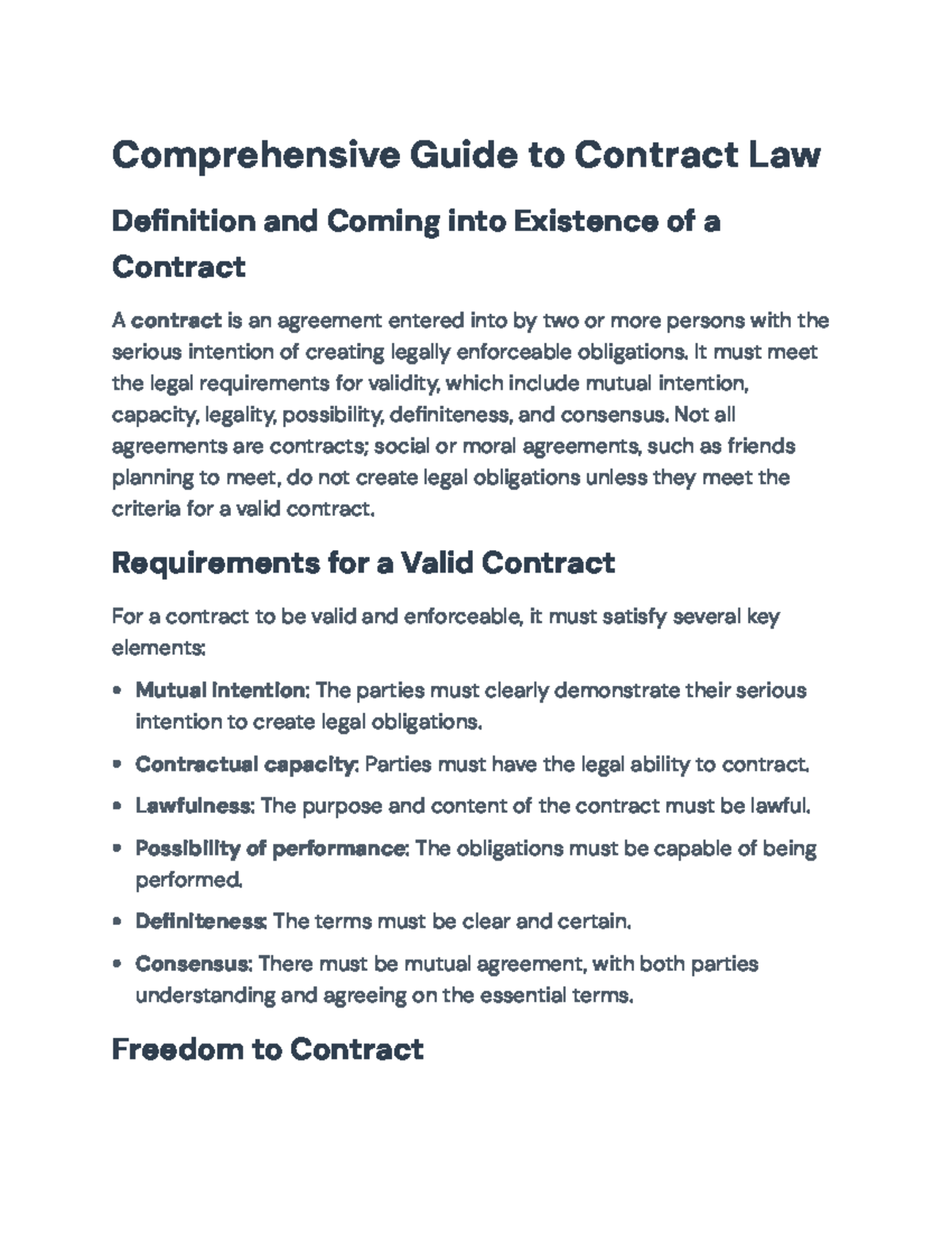 Comprehensive Guide to Contract Law: Essentials & Principles ...