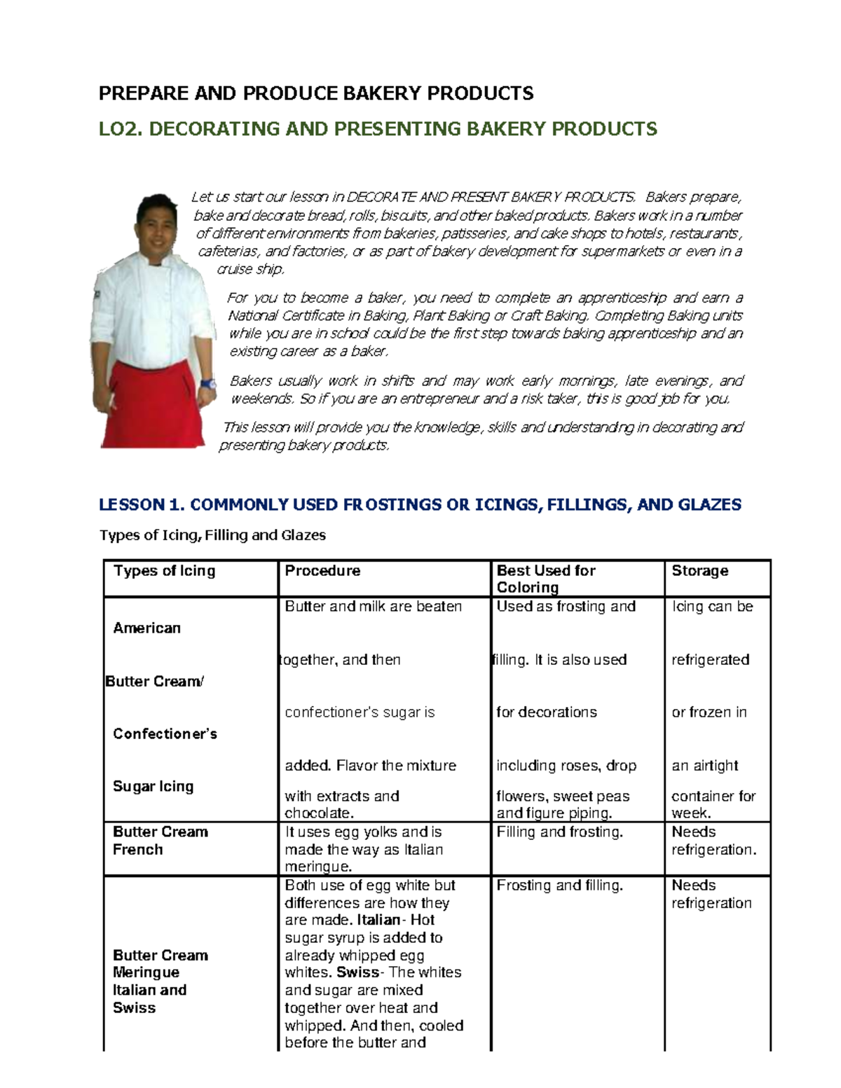 LO2. Decorating & Presenting Bakery Products: Techniques and Tips - Studocu