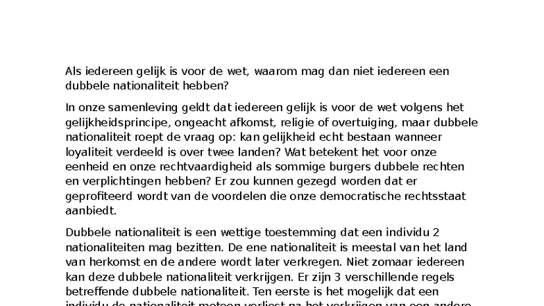Betoog over Dubbele Nationaliteit: Gelijkheid en Loyaliteit in Vraag ...
