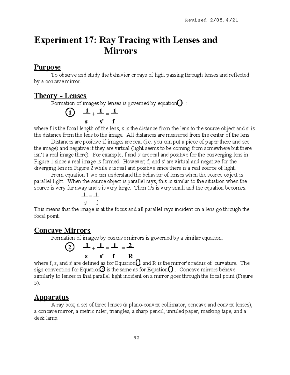 17 Ray Tracing Lab: Lenses & Mirrors Experiment Report - Studocu