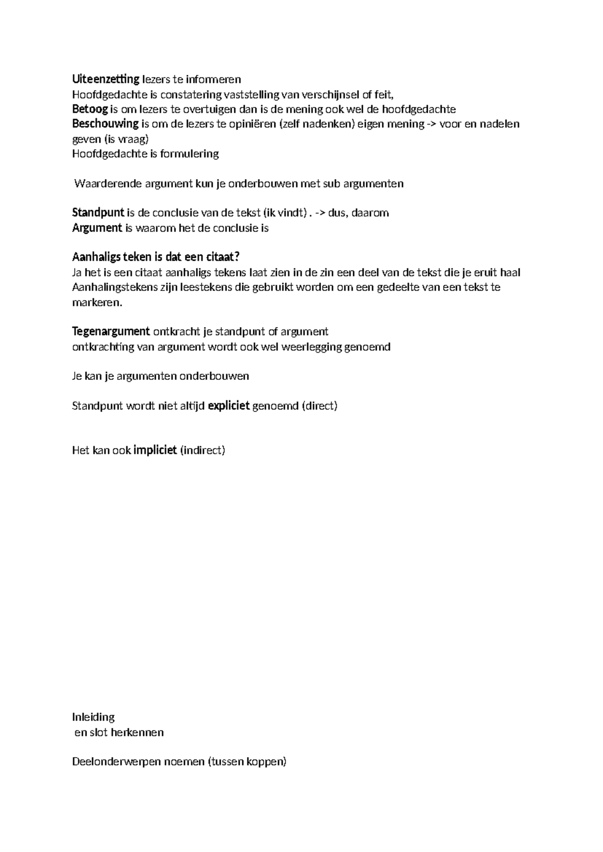 Kennisvragen en Argumentatie - Inleiding en Hoofdgedachten ...