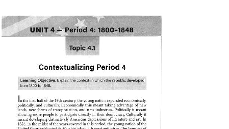 UNIT 4: Contextualizing the Development of the Republic (1800-1848 ...