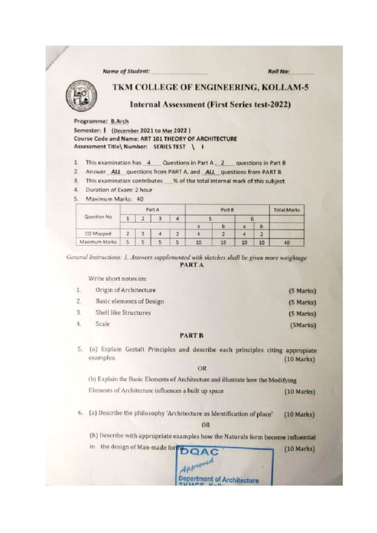 Previous Year Question Paper for TOA (Theory of Algorithms) - Studocu