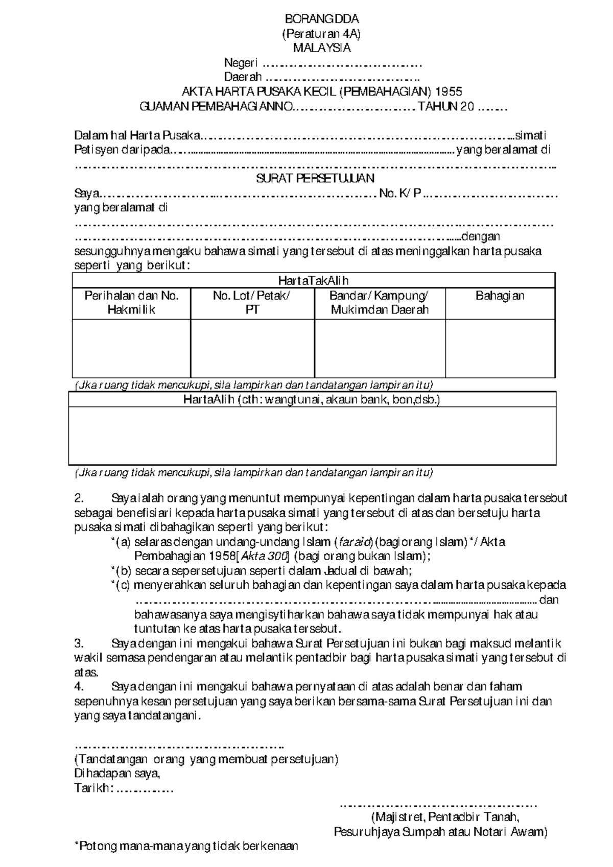 (PDF)Borang Persetujuan - Bahasa Melayu Borang DDA - BORANG DDA (Per at ...