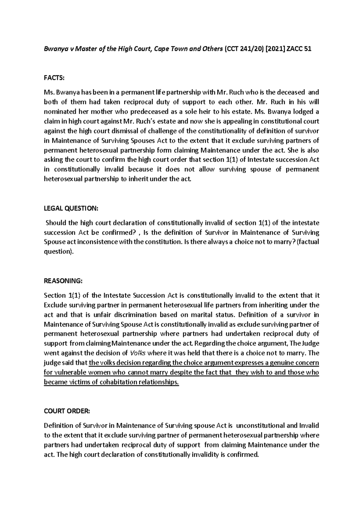 Bwanya v Master of the High Court: Constitutional Challenge Overview ...