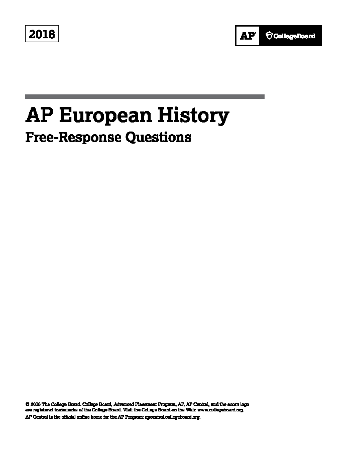 2018 AP European History Free Response Questions and Guidelines - Studocu