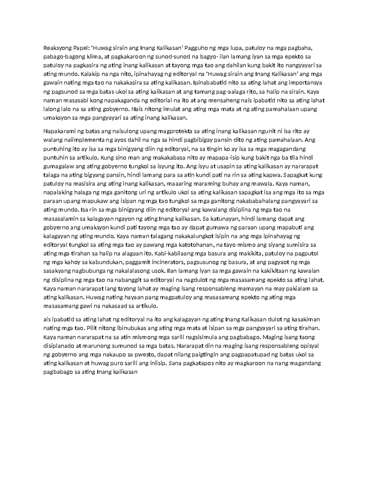 Reaksyong Papel - Pagbasa at Pagsusuri ng iba't ibang teksto ...