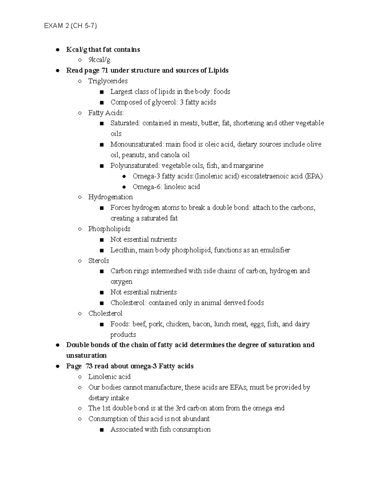Nutrition Exam 2 Study Guide - Kcal/g that fat contains 9kcal/g Read ...