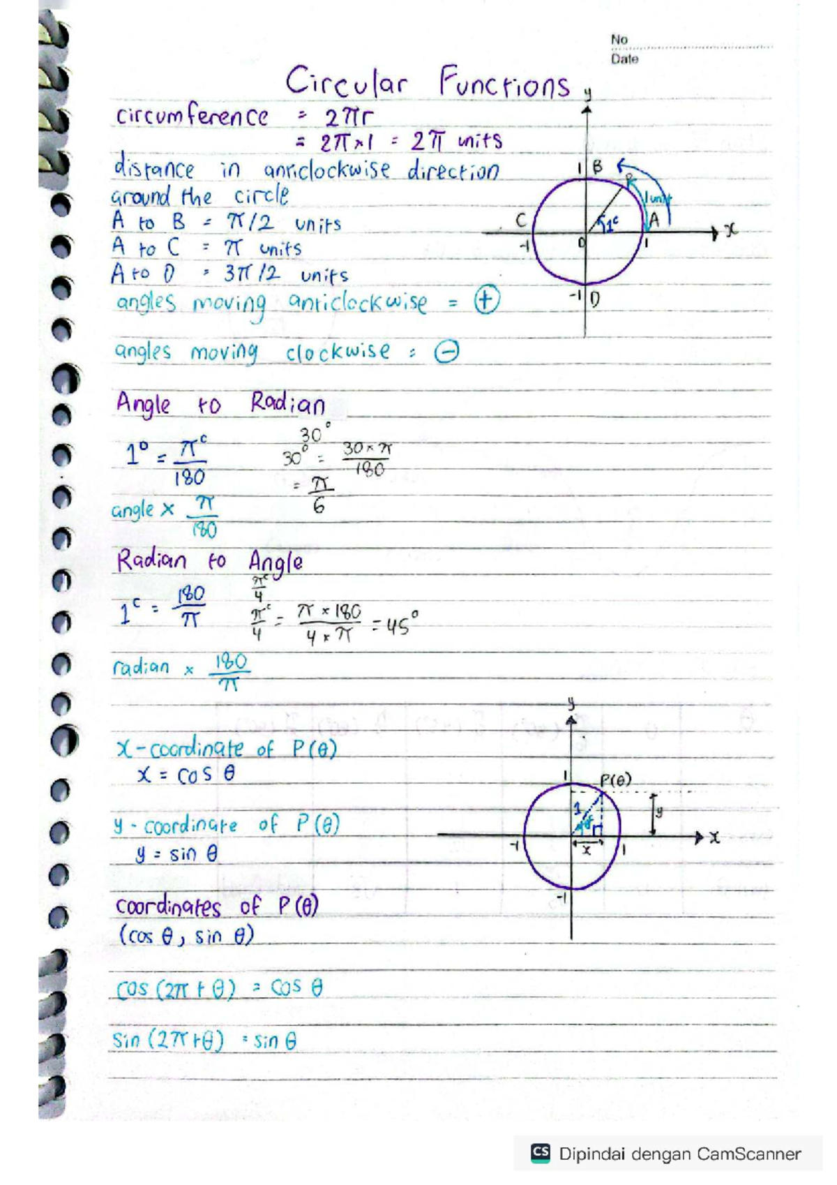 Circular Functions and Angles: A Study Guide for Math 101 - Studocu