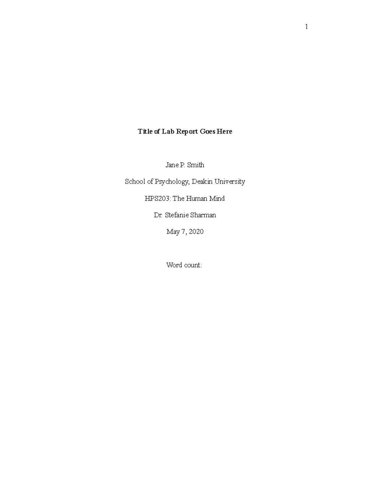 HPS203: Complete Lab Report Template - APA 7th Edition - Studocu