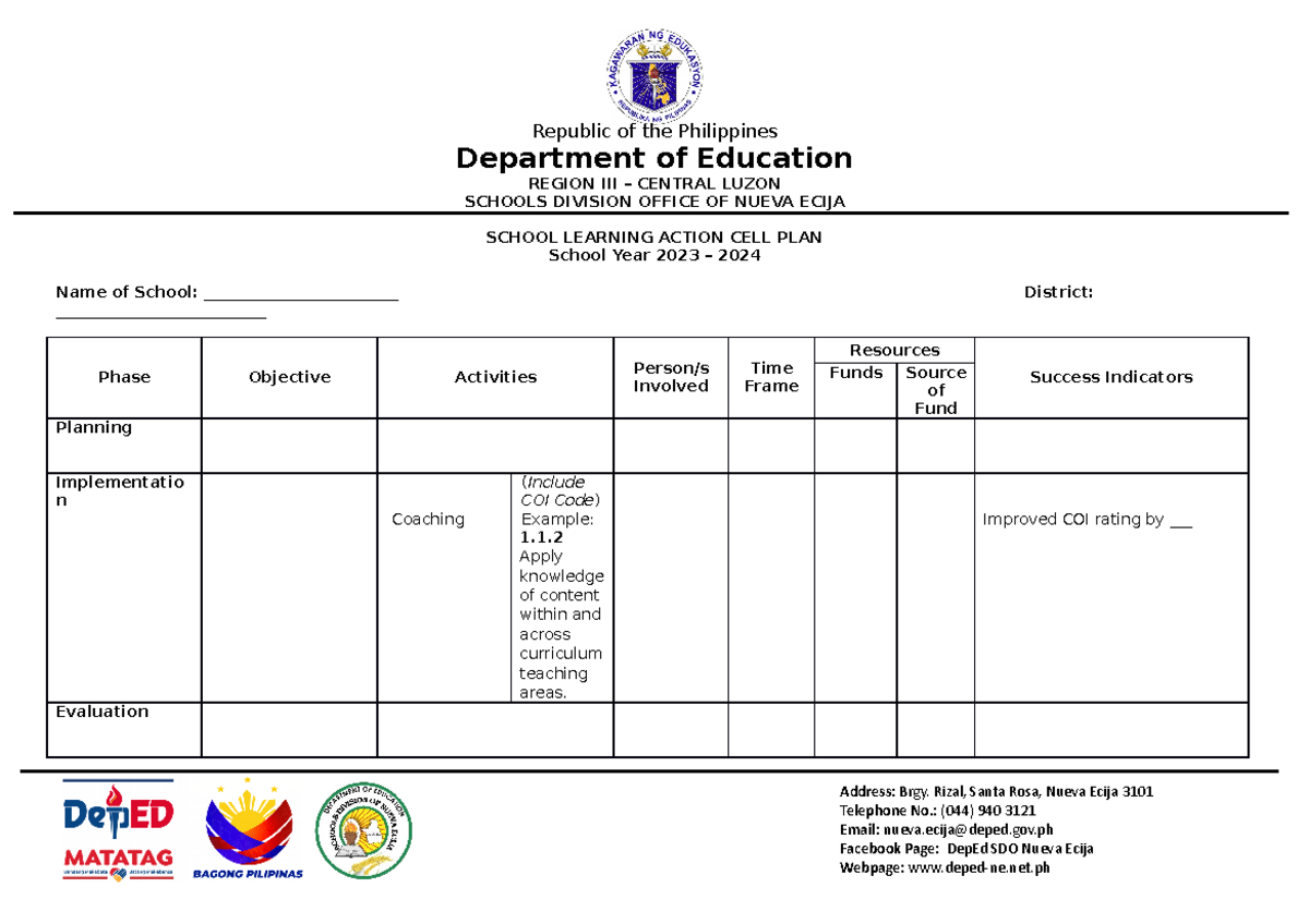 SY 2023-2024 School Learning Action Cell (LAC) Plan for Region III ...