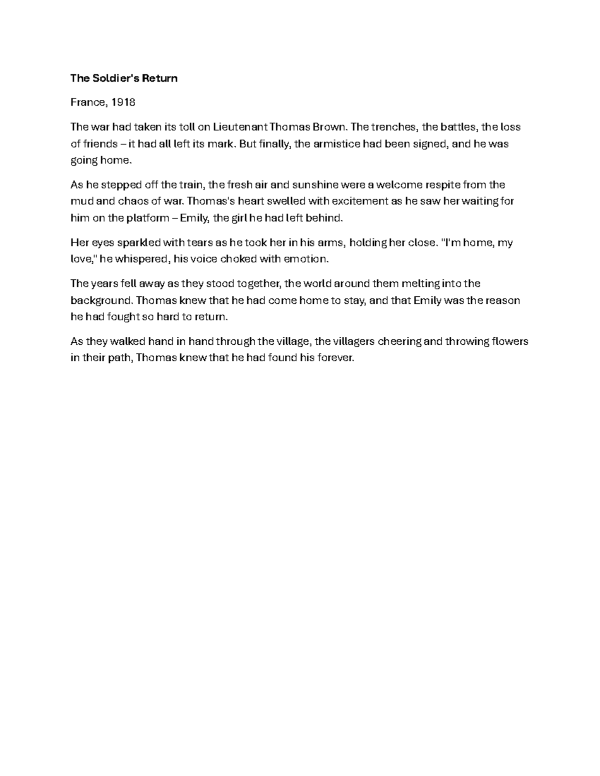 The Soldier's Return: A Journey Home After WWI - Studocu