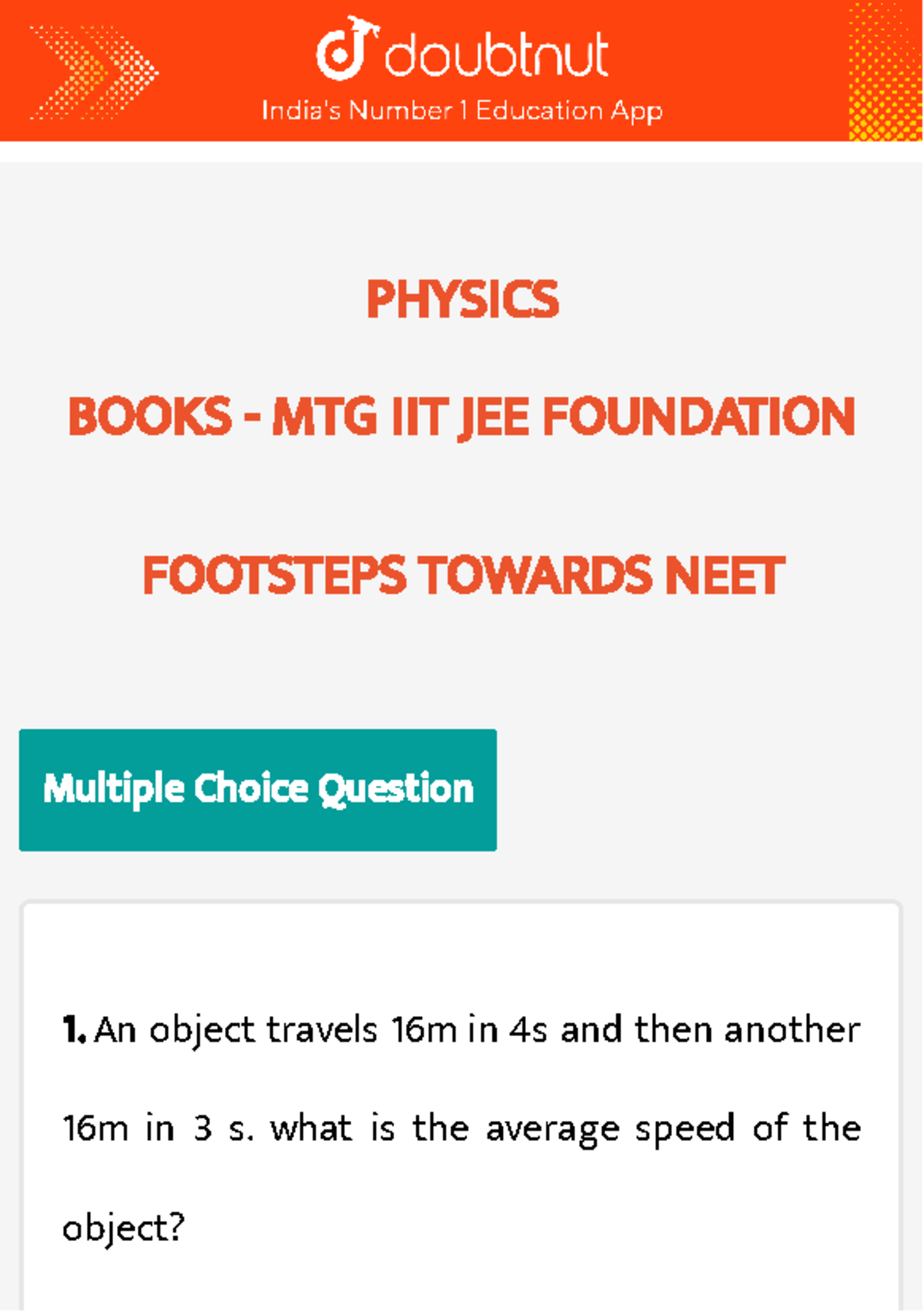 PHYSICS MTG IIT JEE FOUNDATION MCQ QUESTION BANK - Studocu