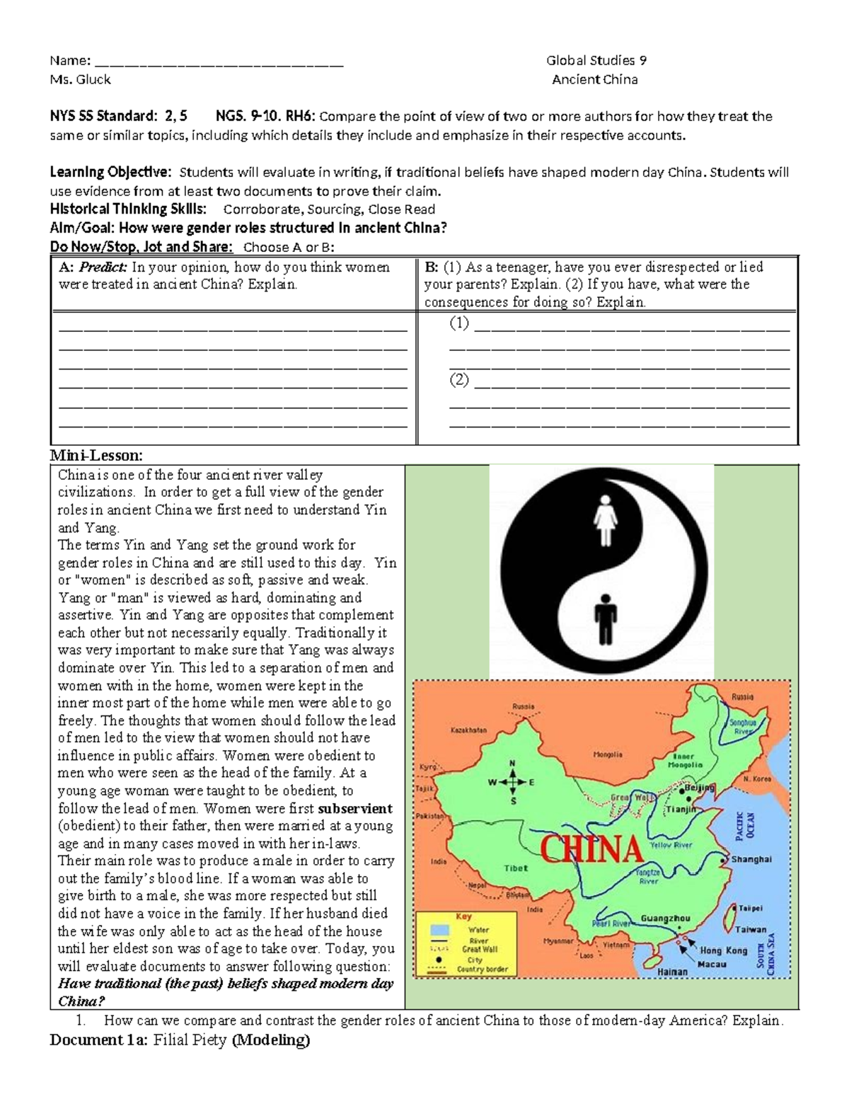 Gender Roles in Ancient China: A Study for Global Studies 9 - Studocu